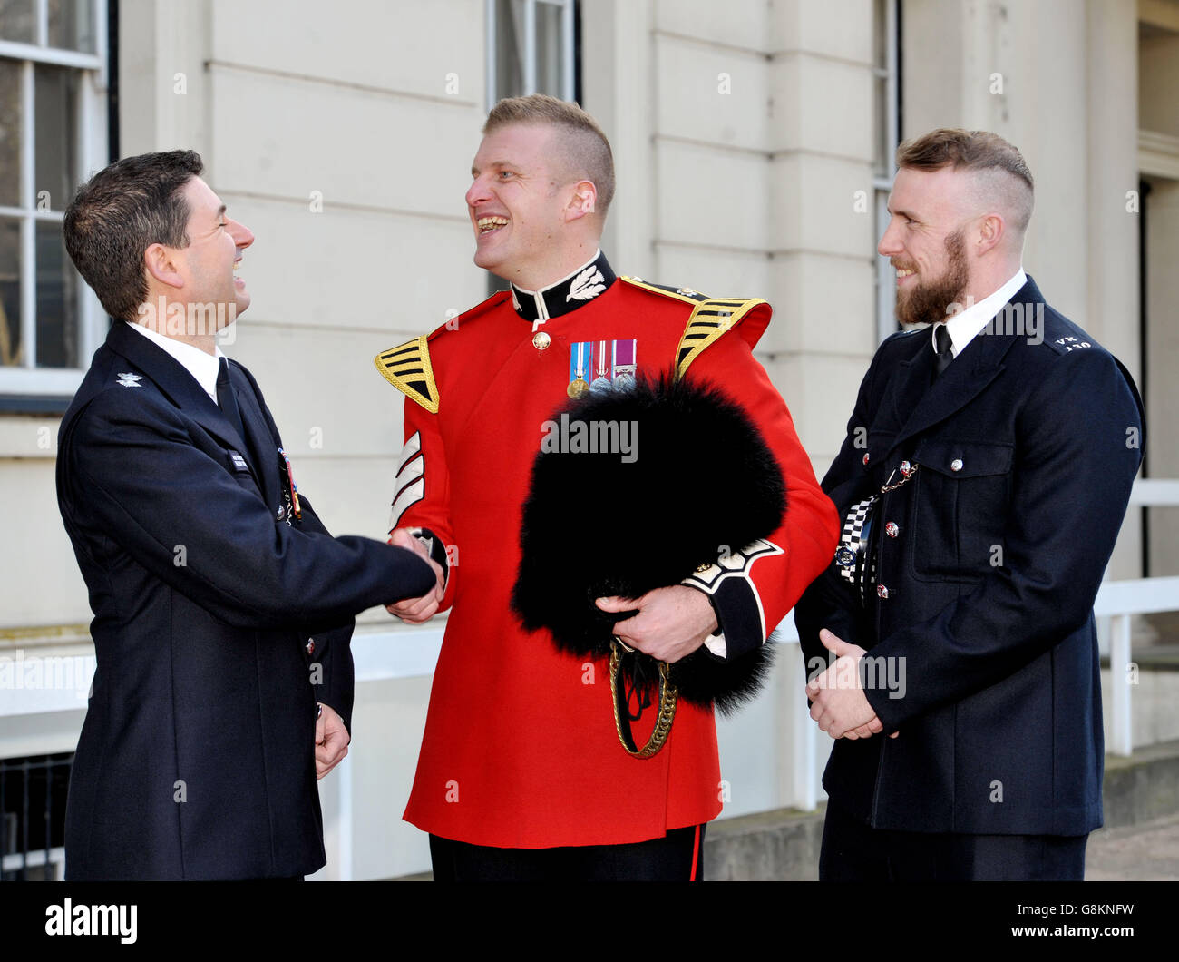 Lance Sergeant Matthew Lawson (centre), a euphonium player in the Band ...