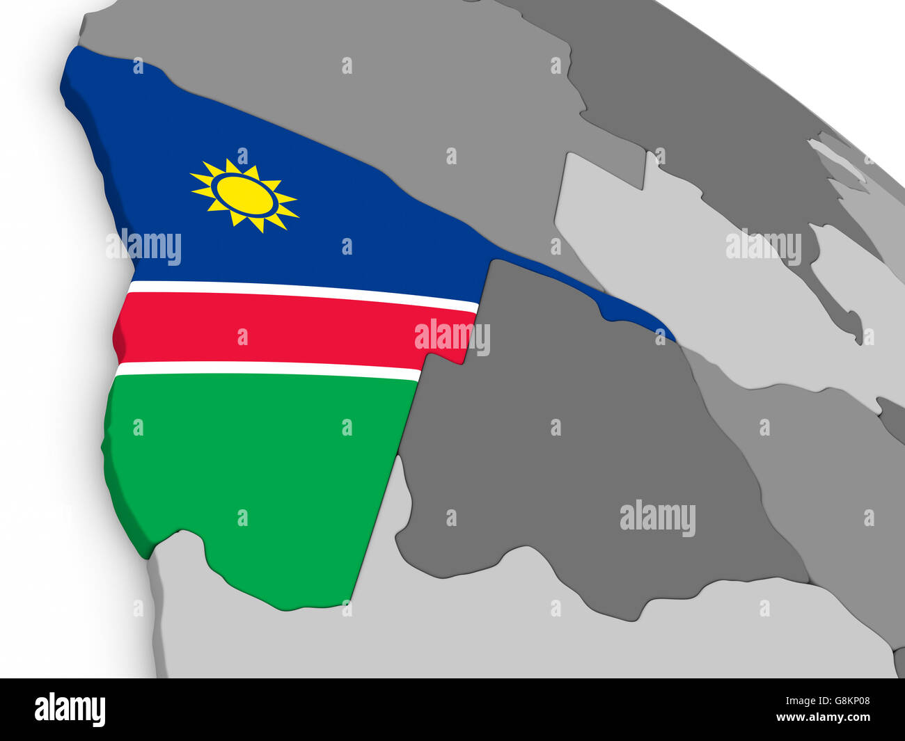 Map of Namibia with embedded national flag. 3D illustration Stock Photo ...