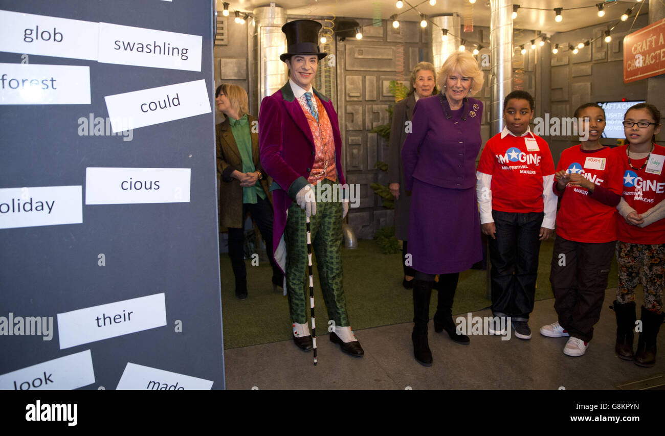 The Duchess of Cornwall and actor Jonathan Slinger (as Willy Wonka ...