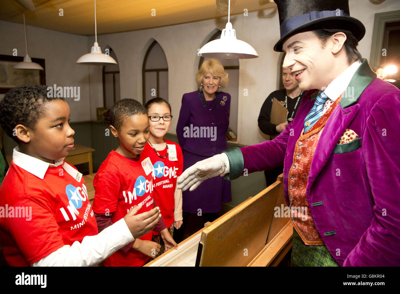 The Duchess of Cornwall and actor Jonathan Slinger (as Willy Wonka ...