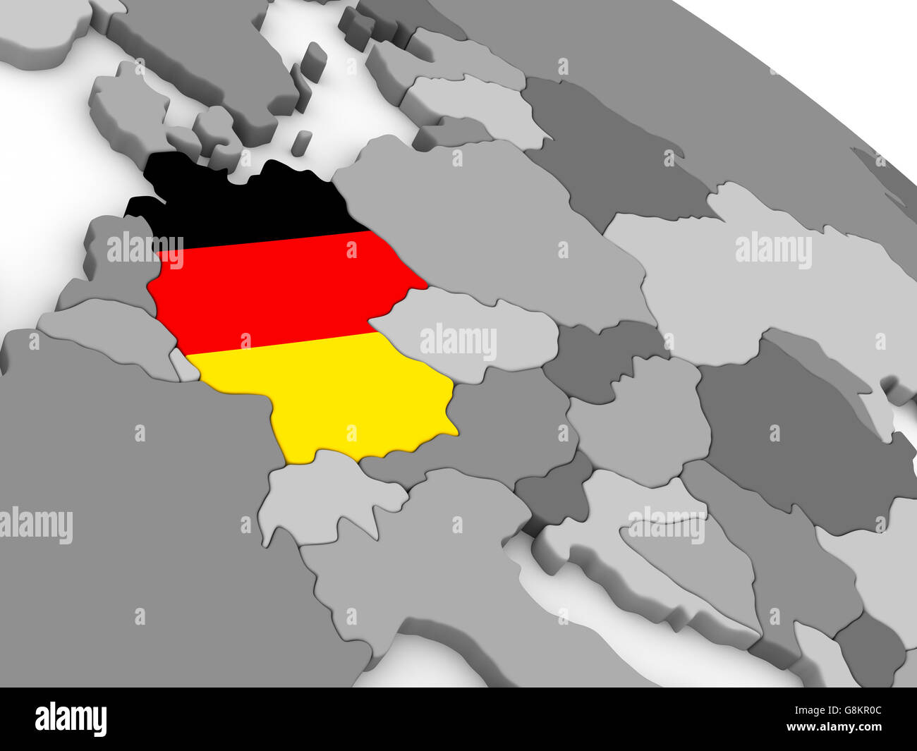 Map of Germany with embedded national flag. 3D illustration Stock Photo ...