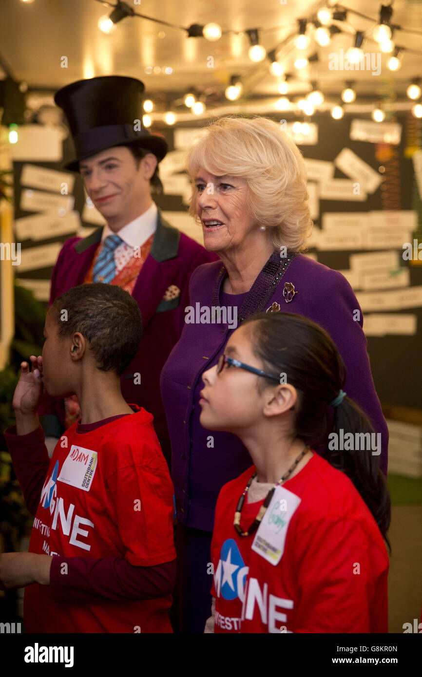 The Duchess of Cornwall and actor Jonathan Slinger (as Willy Wonka ...