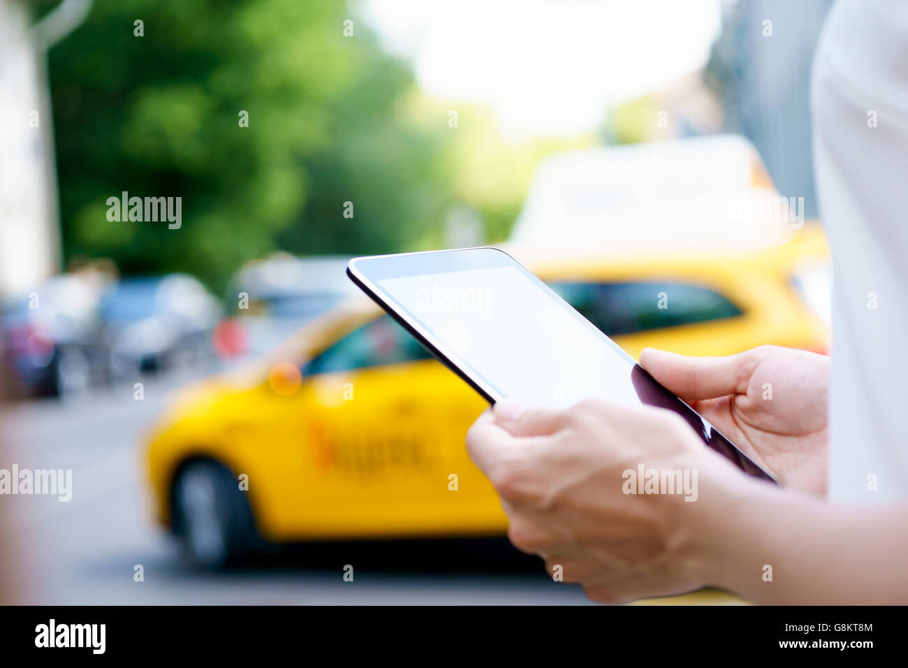 Female hands using touch pad hi-res stock photography and images - Alamy