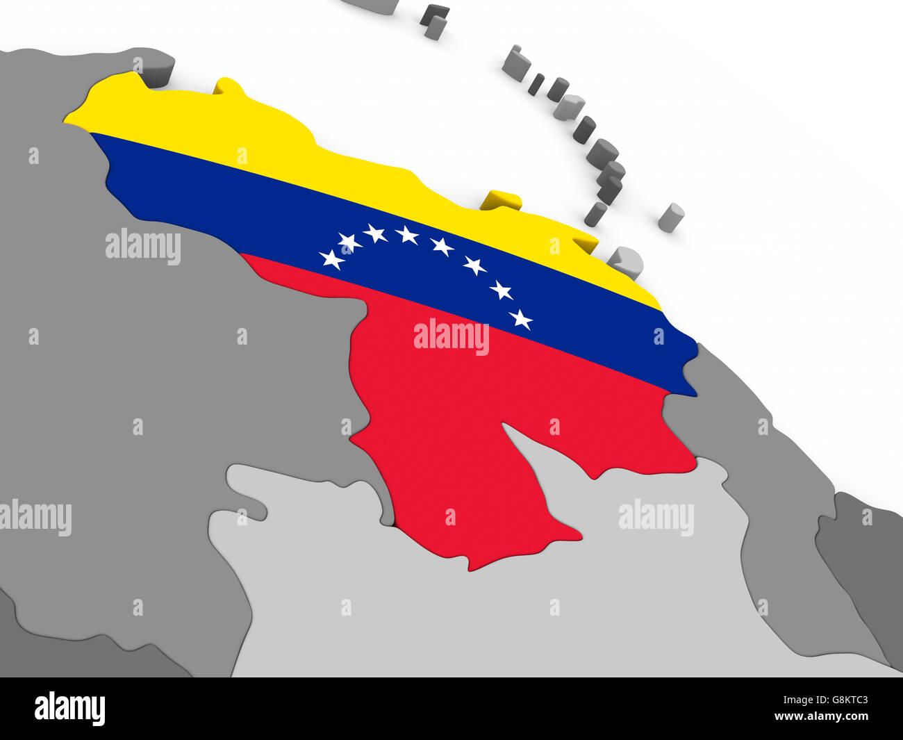 Map of Venezuela with embedded national flag. 3D illustration Stock ...