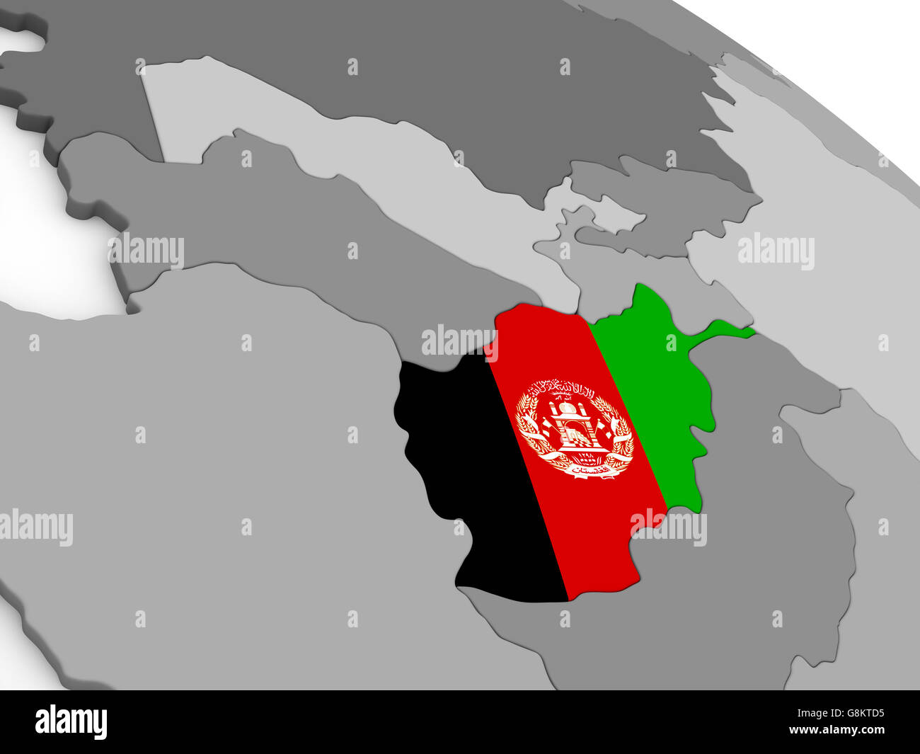 Map of Afghanistan with embedded national flag. 3D illustration Stock ...