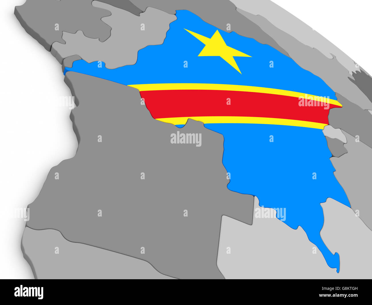 Map of Democratic Republic of Congo with embedded national flag. 3D ...