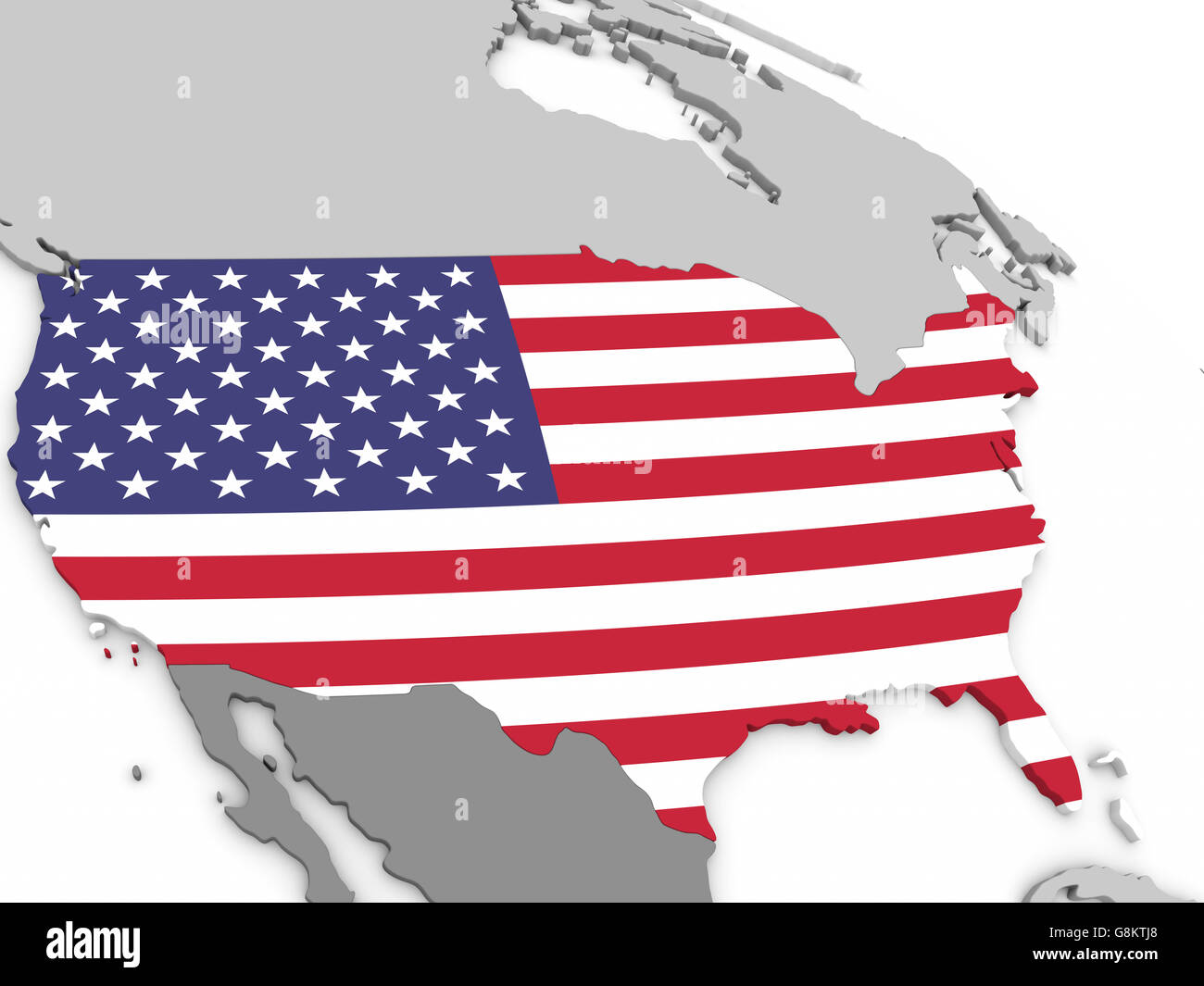 Map of USA with embedded national flag. 3D illustration Stock Photo - Alamy