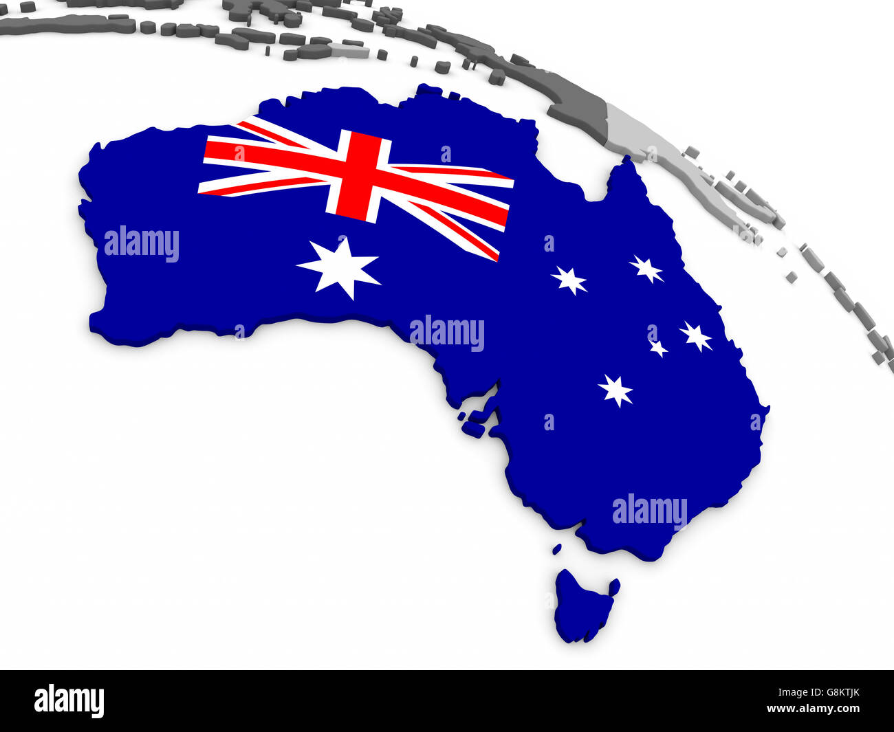 Map of Australia with embedded national flag. 3D illustration Stock ...