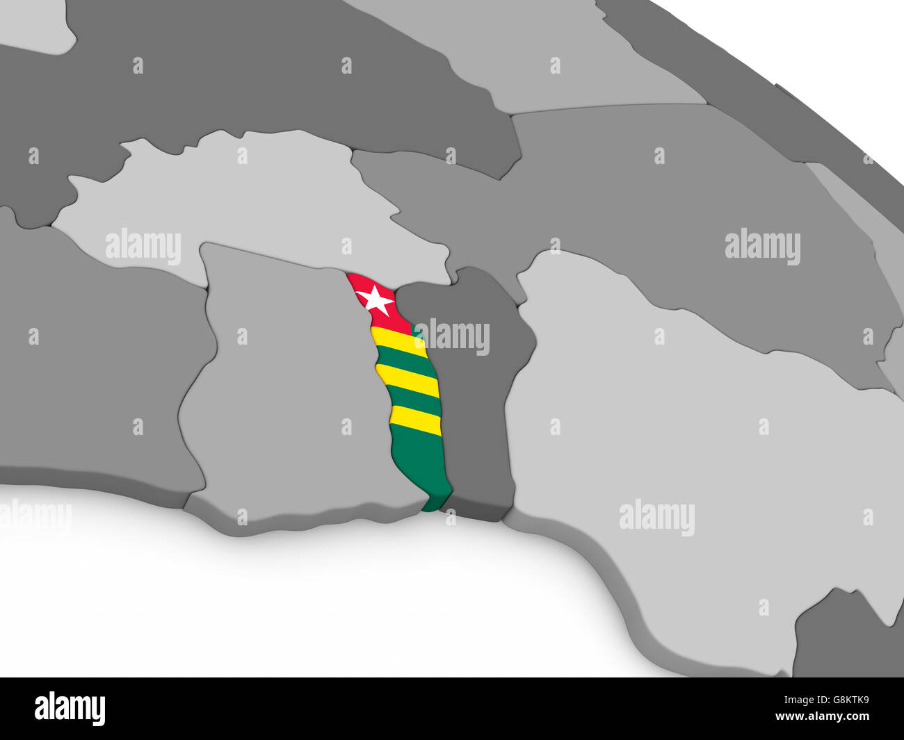 Map of Togo with embedded national flag. 3D illustration Stock Photo ...