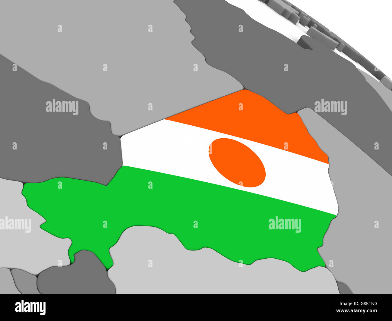 Map of Niger with embedded national flag. 3D illustration Stock Photo ...