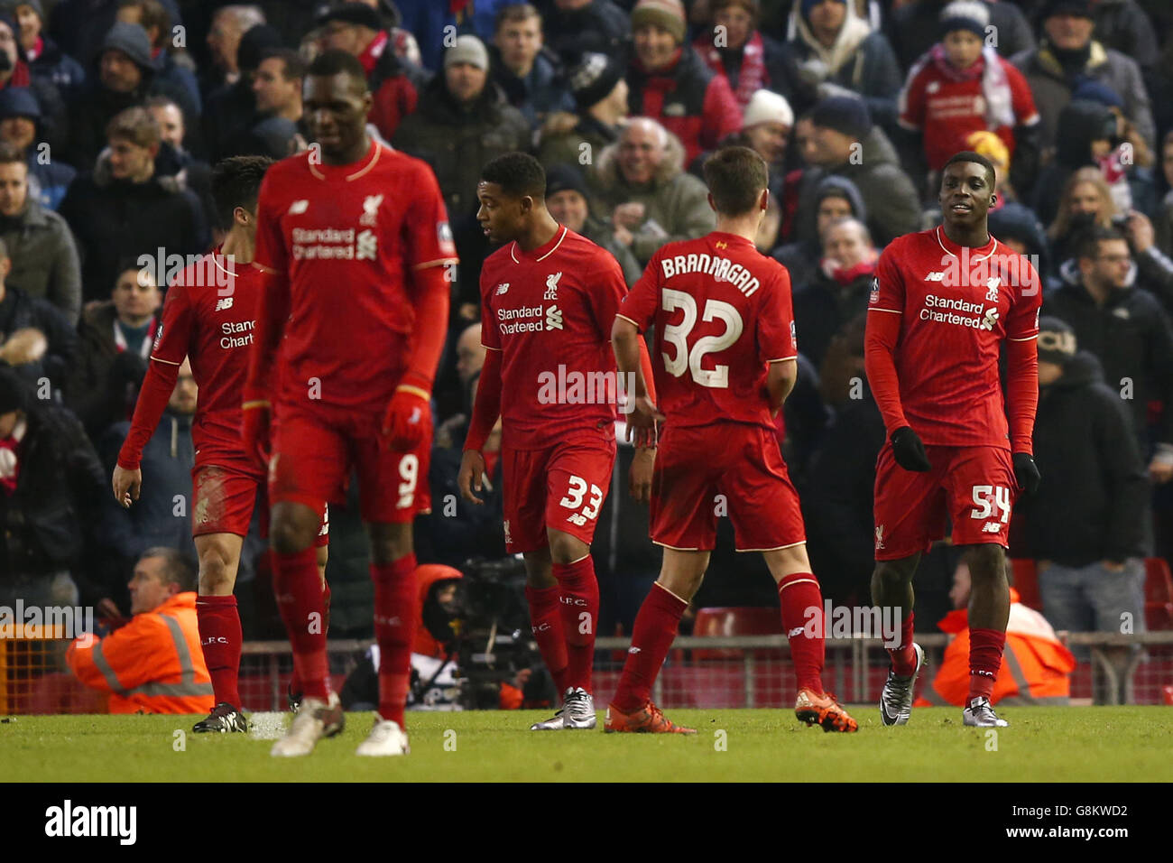 Liverpool's Sheyi Ojo (right) celebrates with teammates after scoring ...