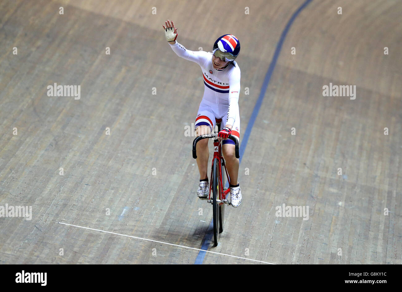 Laura Trott celebrates winning the women's Elimination Race, during ...