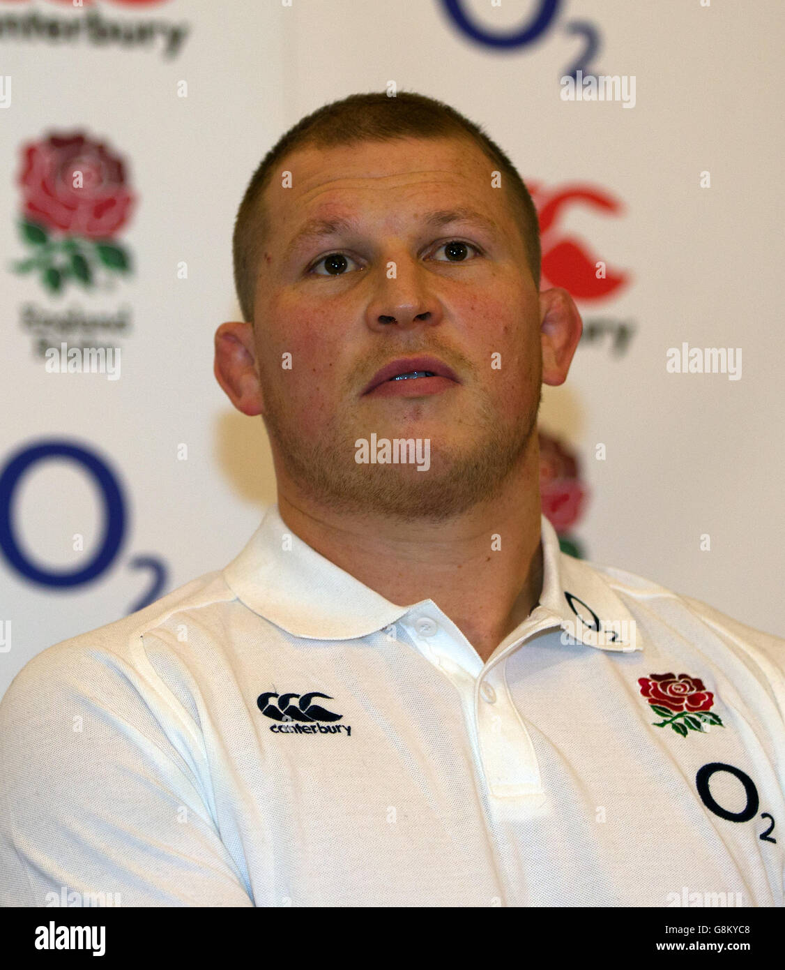 New England captain Dylan Hartley during a press conference at ...