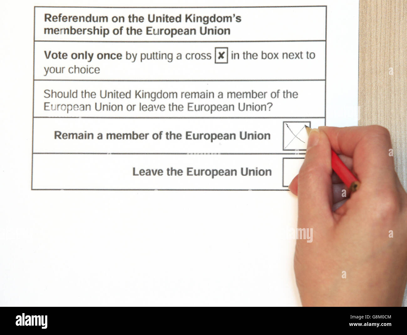 Proposed EU referendum ballot paper Stock Photo - Alamy
