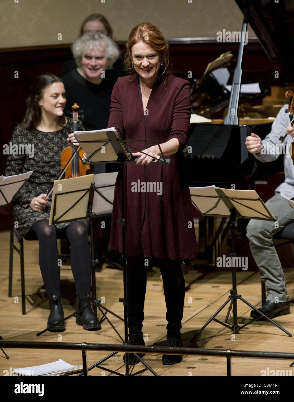 Sir Simon Rattle (second left) making his UK piano debut, accompanying ...