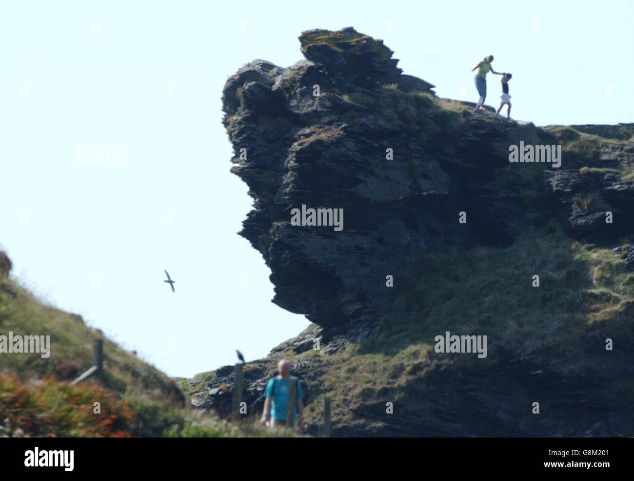 The rock formation at Penally Point to the north Cornwall coastal ...