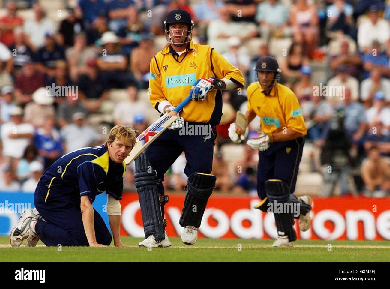 Yorkshire bowler Anthony McGrath watches one of deliveries disappear ...
