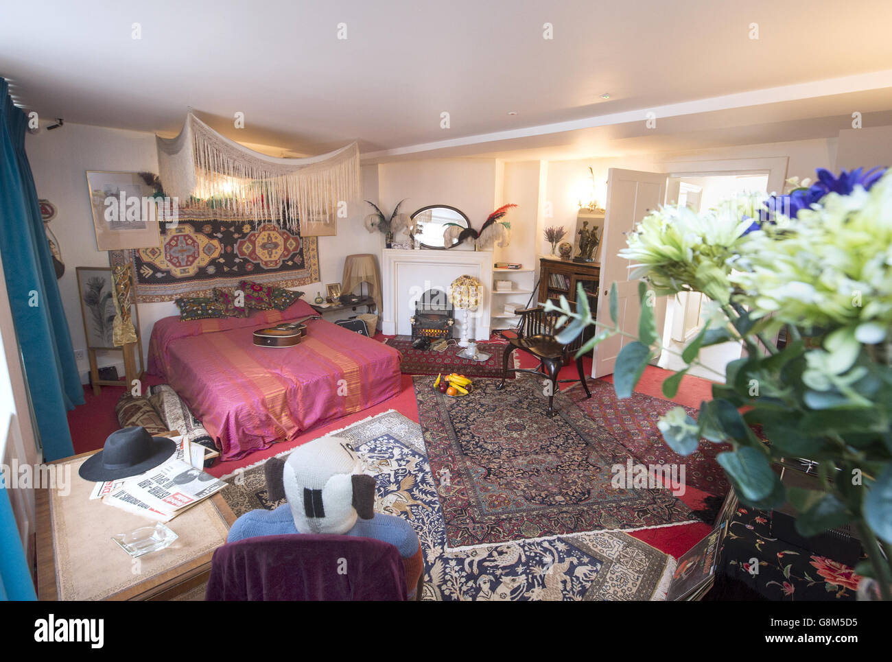 General view of Jimi Hendrix's bedroom during the press preview of the ...