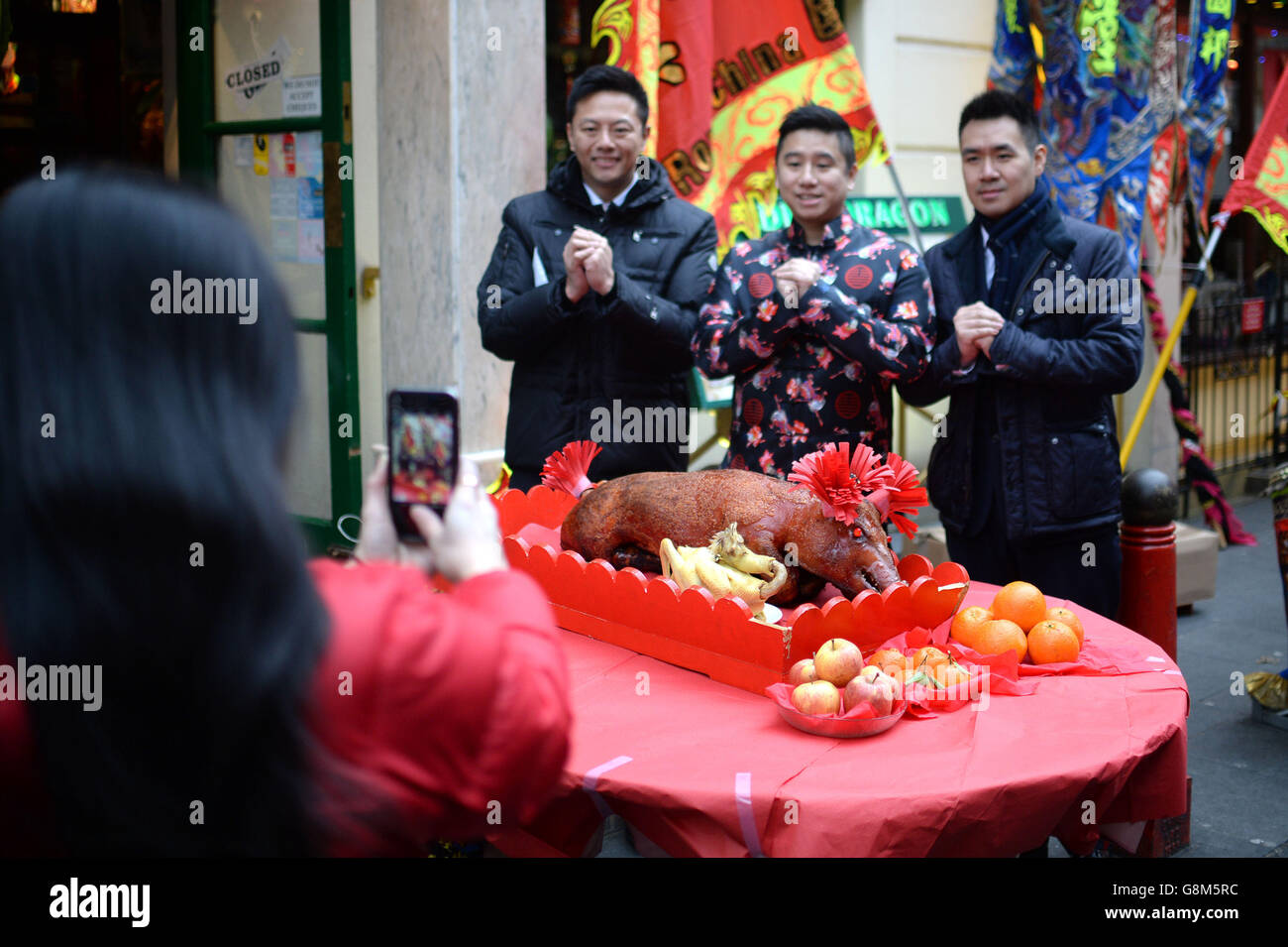 A ceremonial pig is displayed during New Year's celebrations in ...