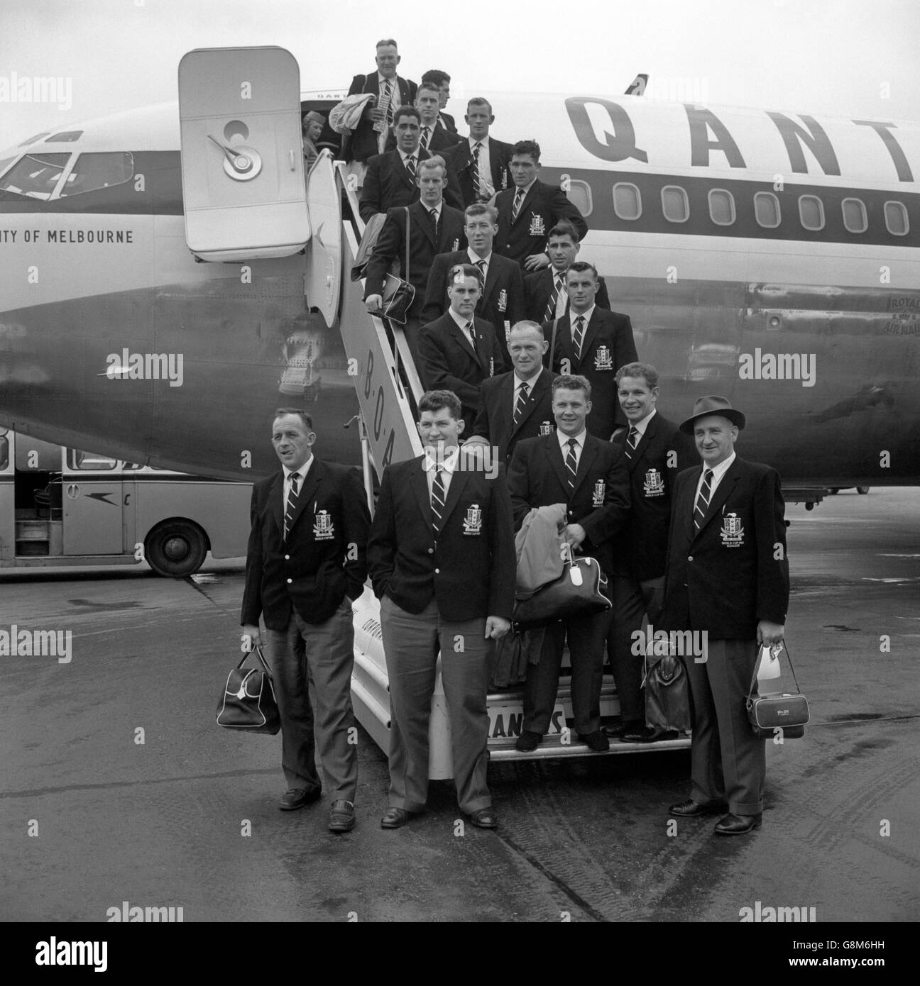 The New Zealand team arrive at London's Heathrow Airport Stock Photo ...