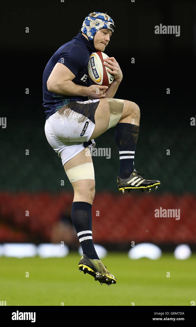 Scotland Captain's Run - Principality Stadium. Scotland's David Denton ...