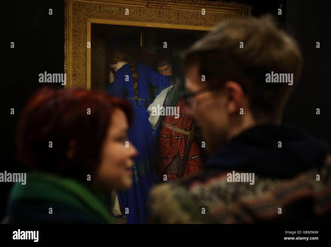 A young couple view 'Hellelil and Hildebrand, The Meeting on the Turret ...