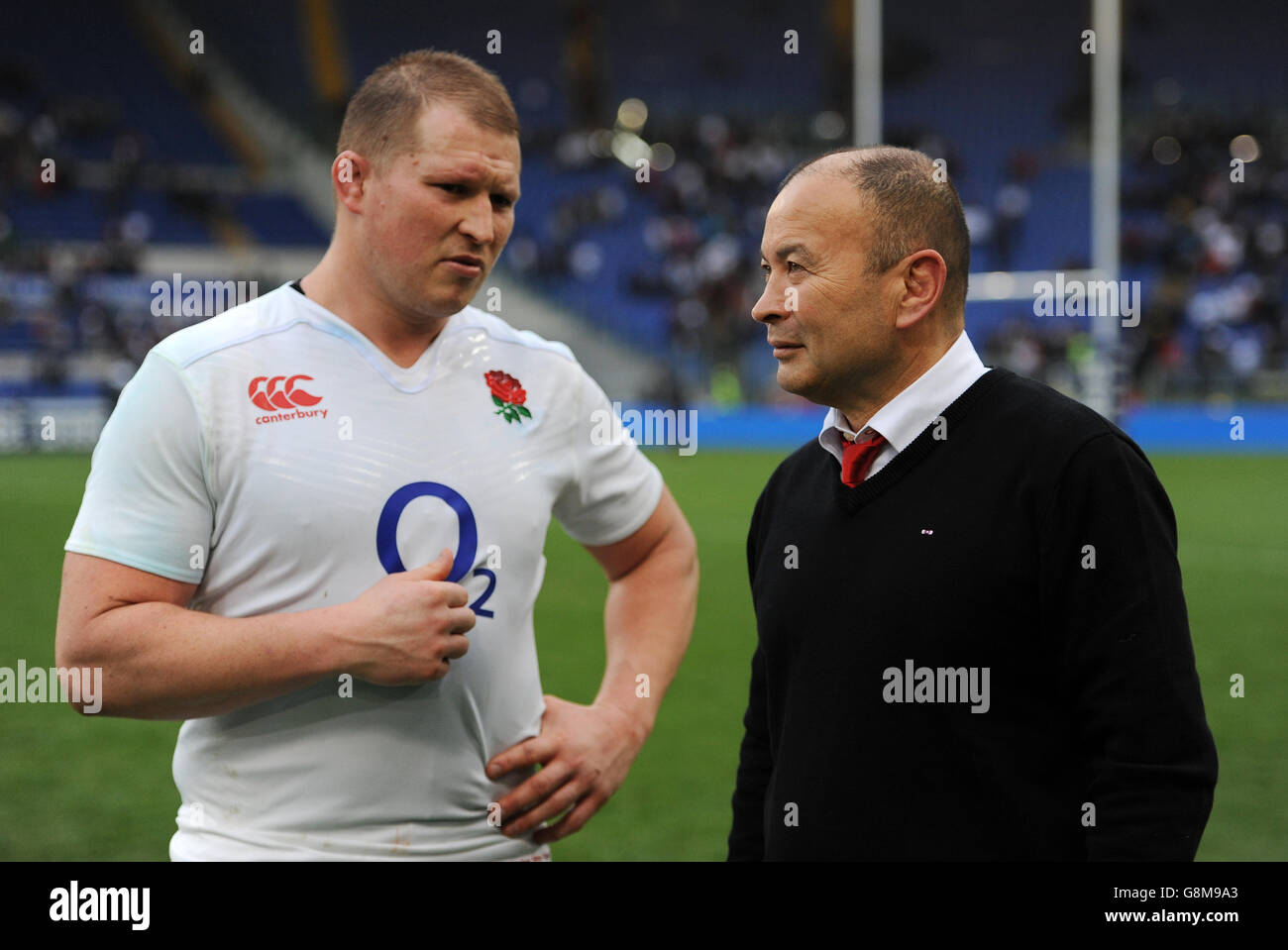 England head coach Eddie Jones and captain Dylan Hartley (left) after ...