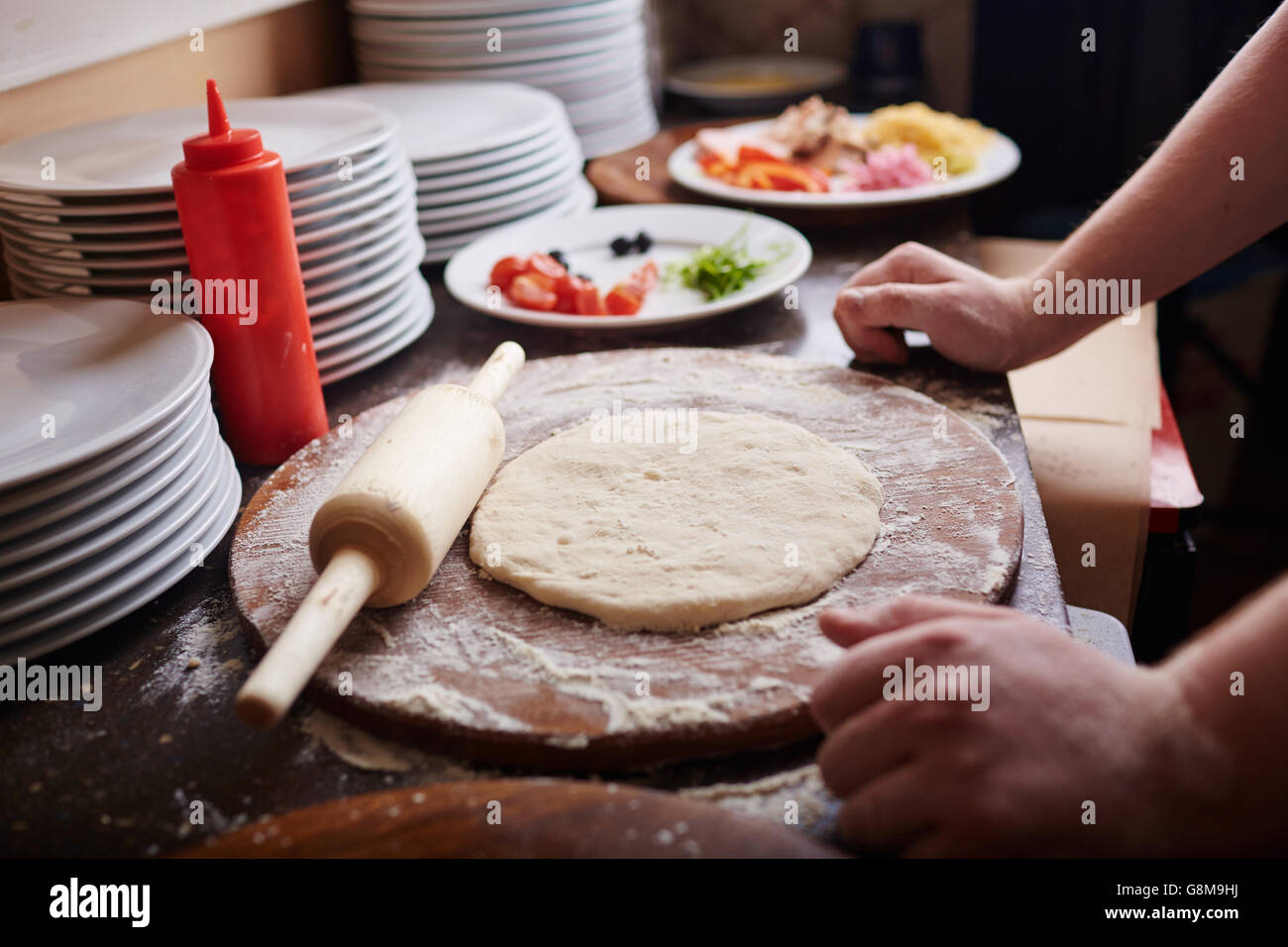 Ready to cook pizza Stock Photo - Alamy