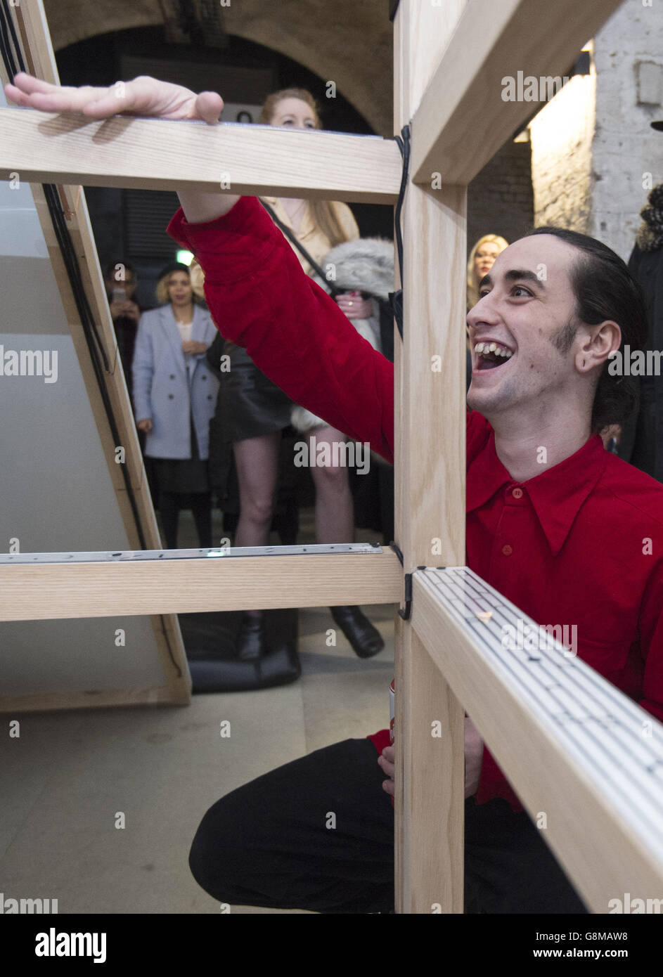 A member of the public uses part of the 'Polyphonic Playground' , a ...