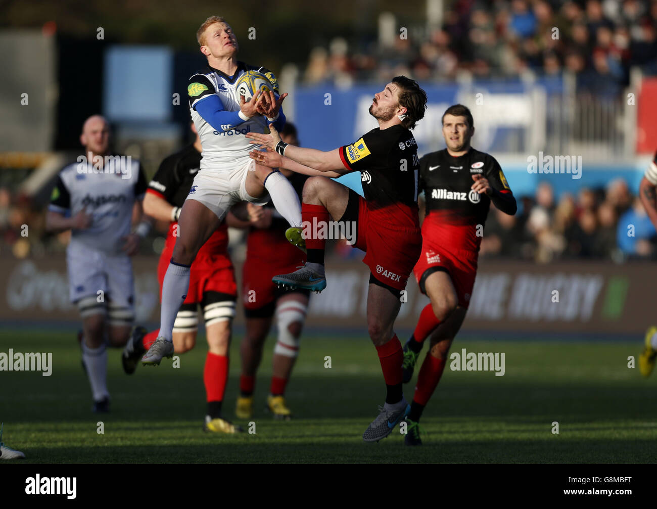 Saracens v Bath Rugby - Aviva Premiership - Allianz Park Stock Photo ...