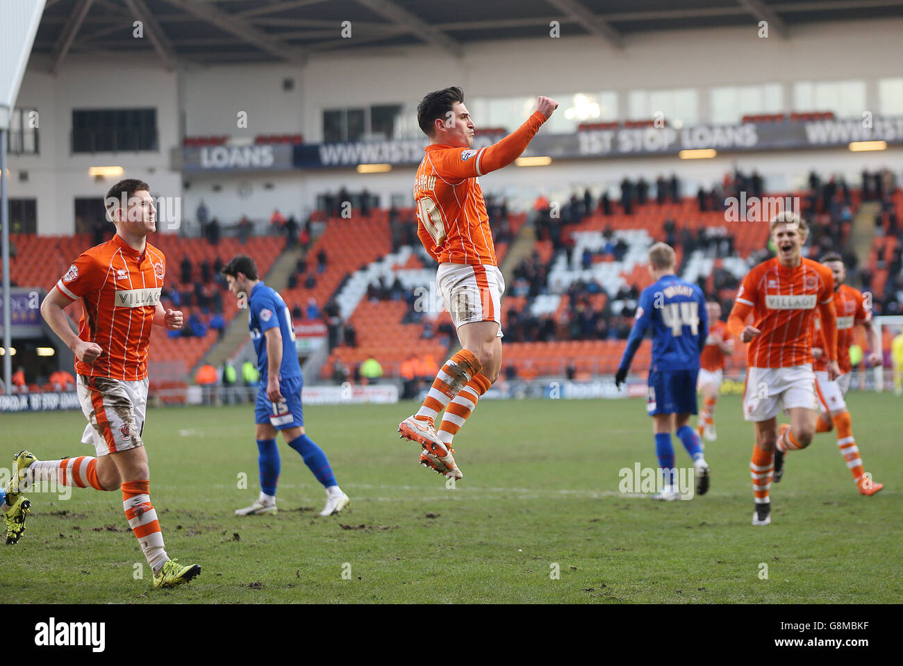 Blackpool's Jack Redshaw celebrates scoring his penalty against ...