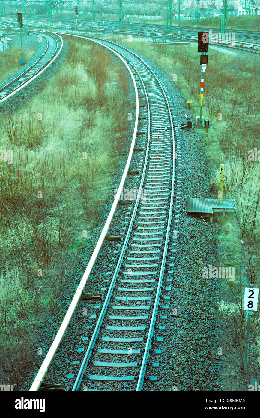 Wet railway track hi-res stock photography and images - Alamy