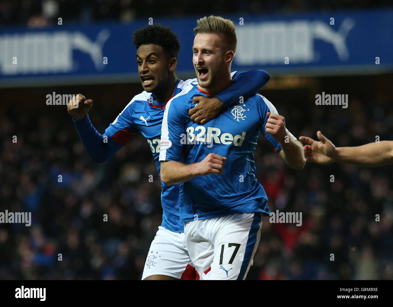 Rangers' Billy King (right) celebrates scoring his side's first goal of ...