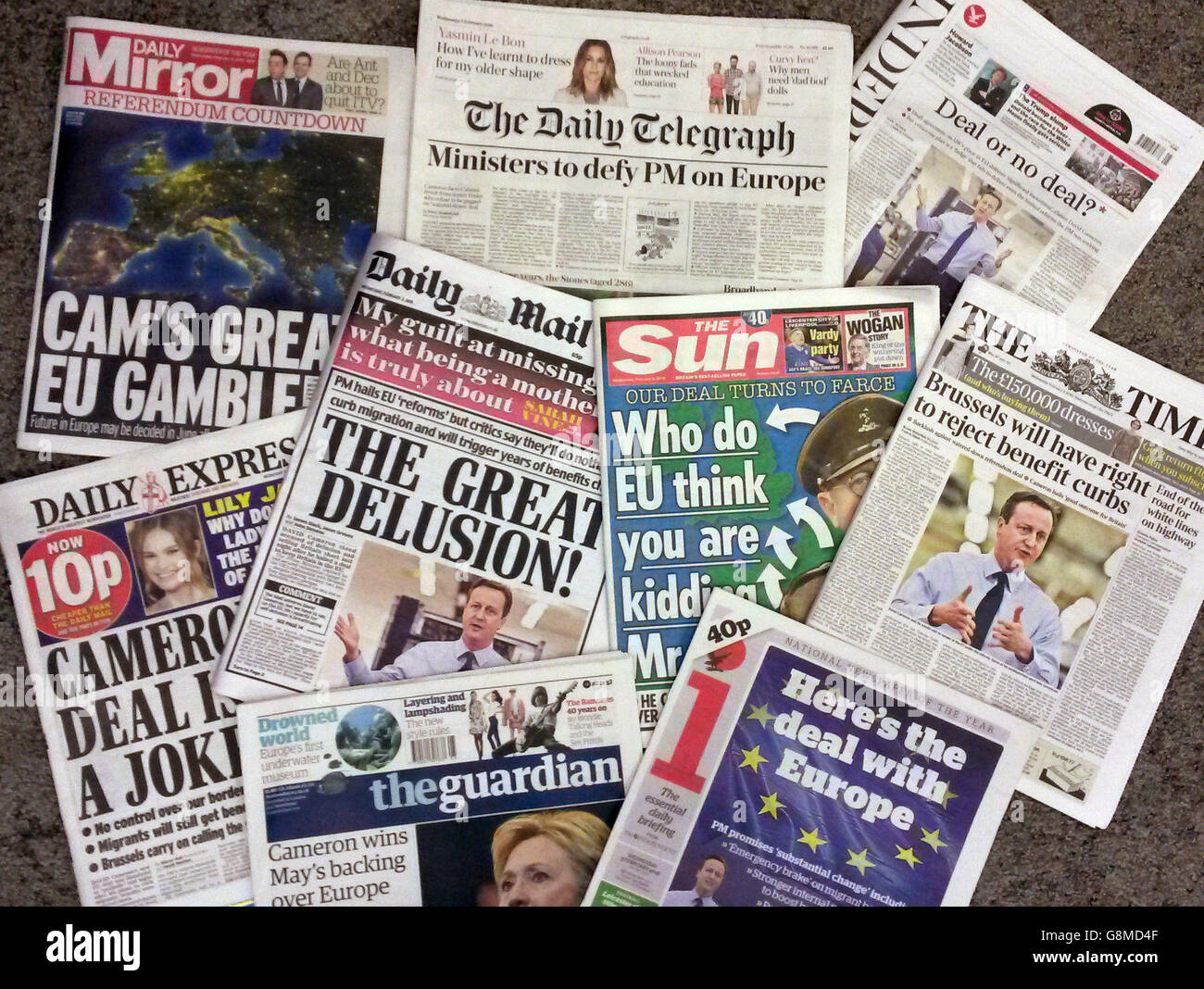 Front pages of national newspapers pass comment on the Prime Minister's ...
