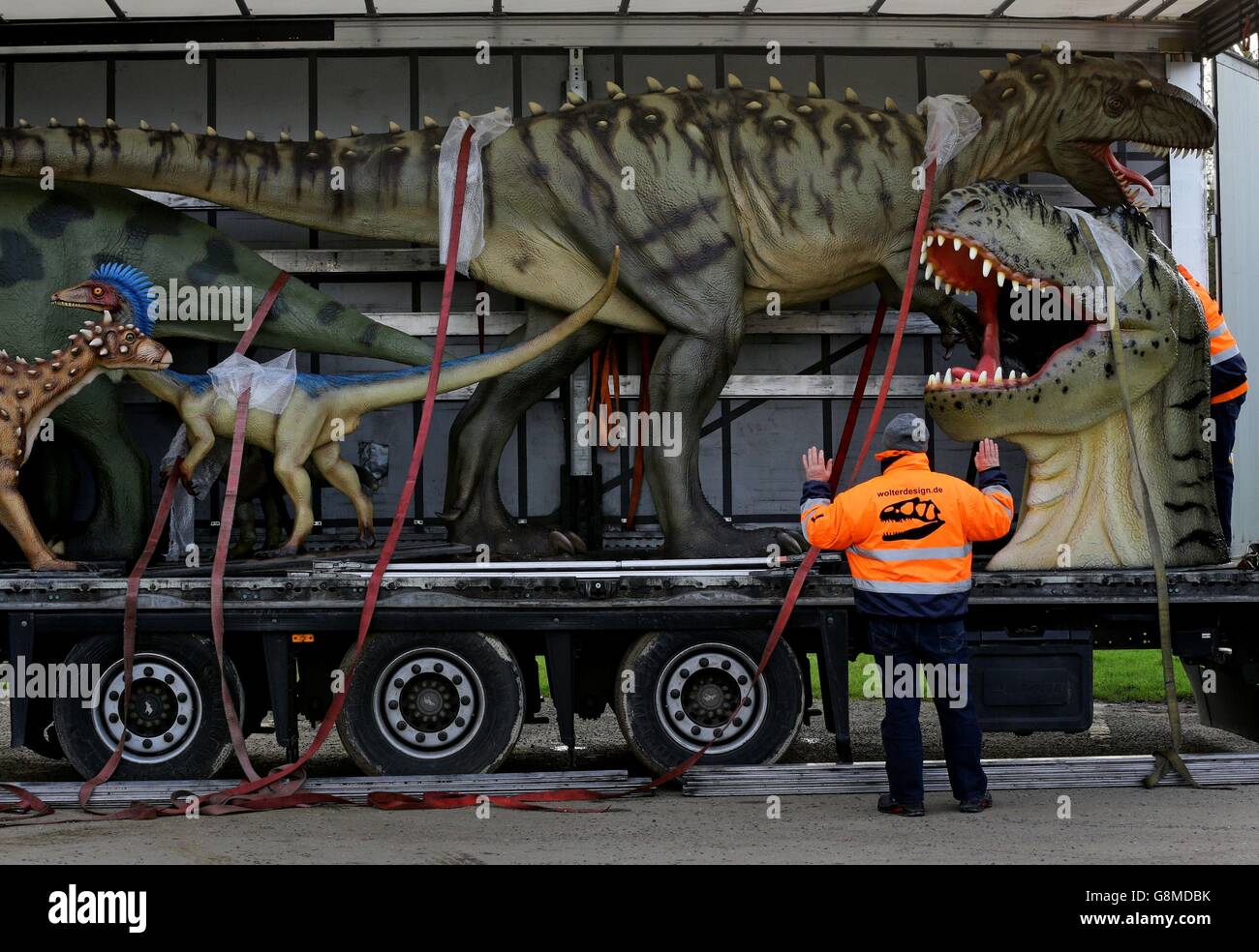 Dinosaur delivery at Port Lympne Wild Animal Park Stock Photo - Alamy