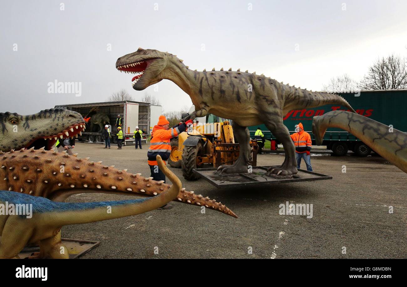 Dinosaur delivery at Port Lympne Wild Animal Park Stock Photo - Alamy