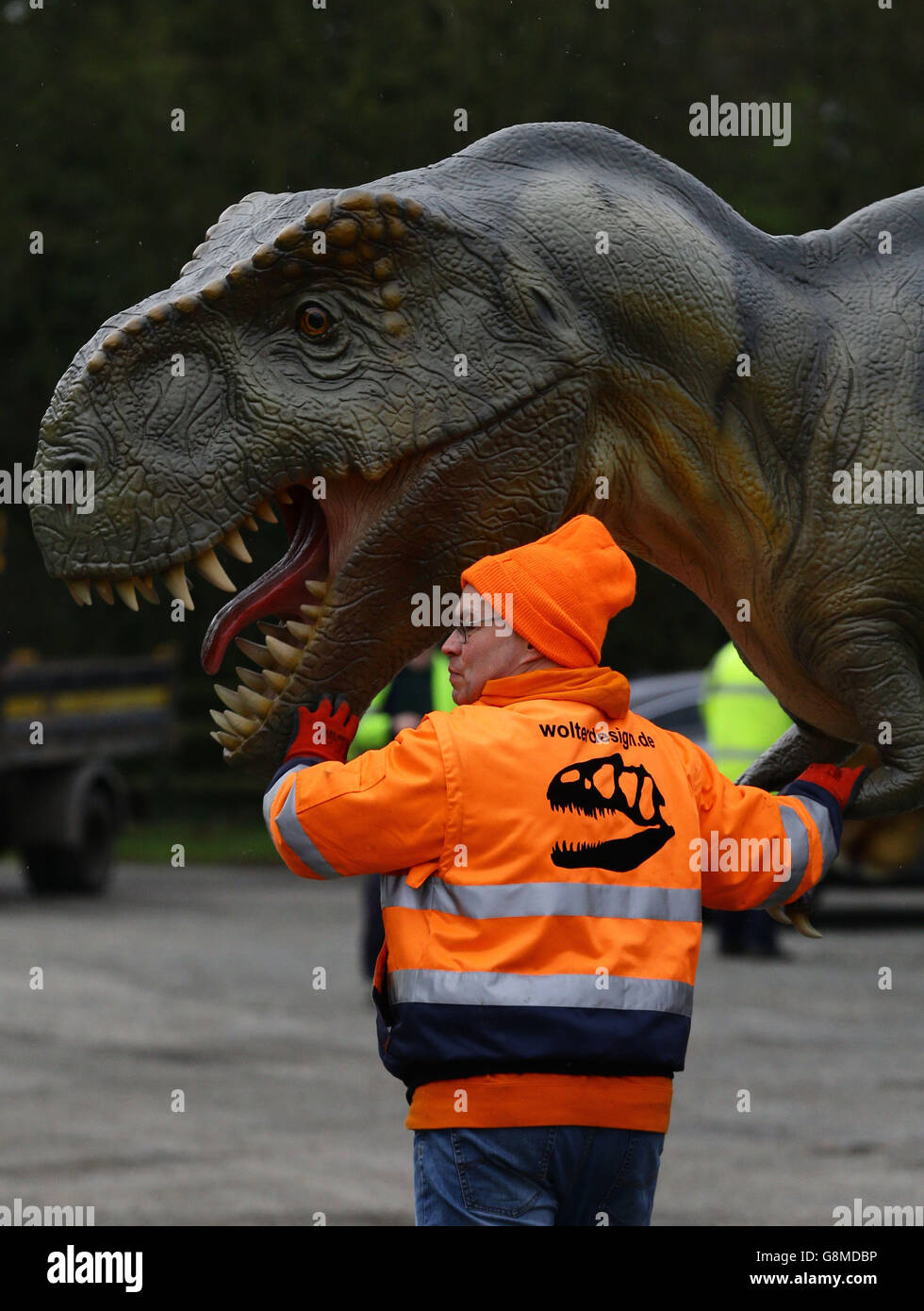 Dinosaur delivery at Port Lympne Wild Animal Park Stock Photo - Alamy