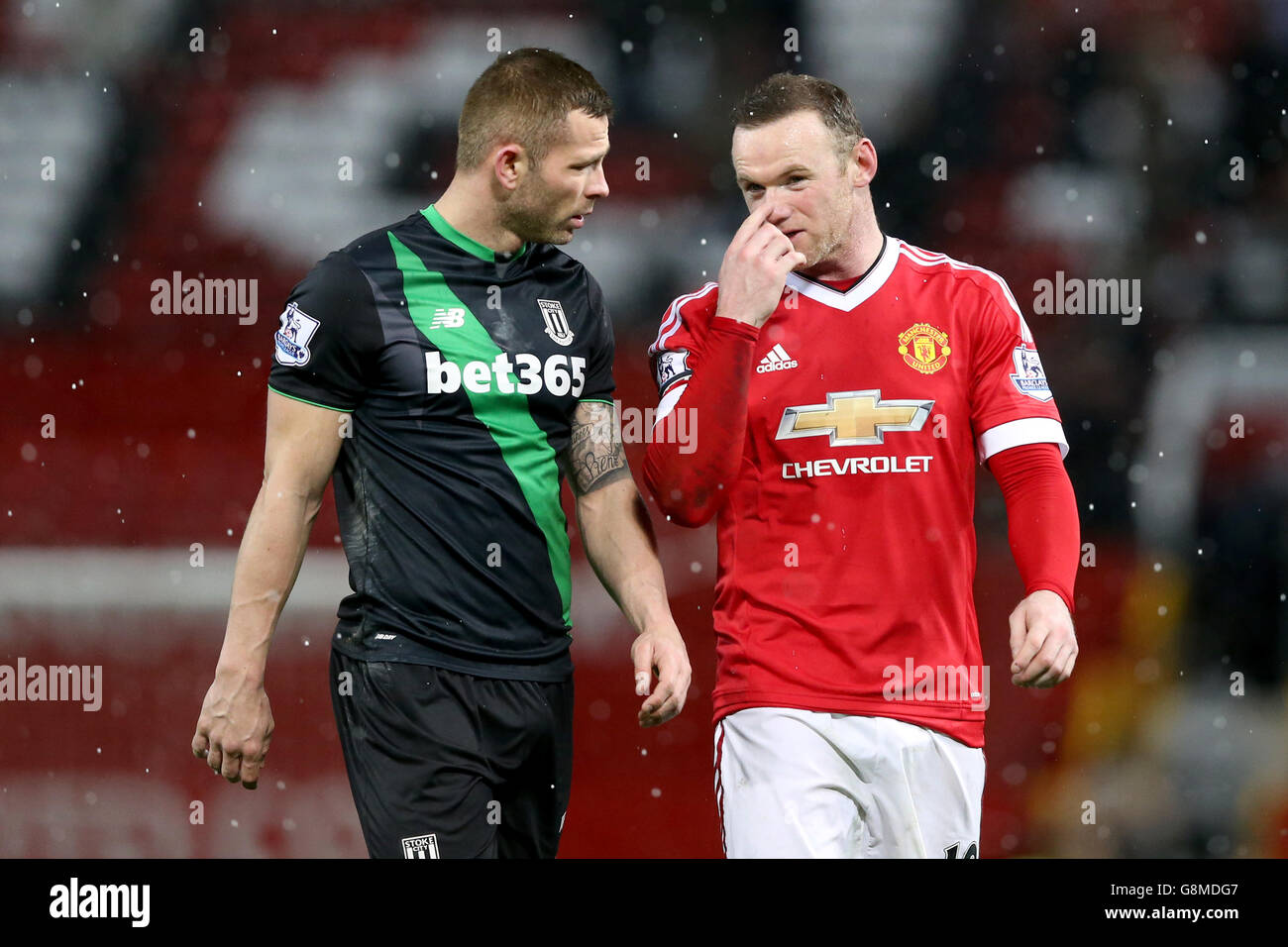 Stoke City's Phillip Bardsley (left) and Manchester United's Wayne ...