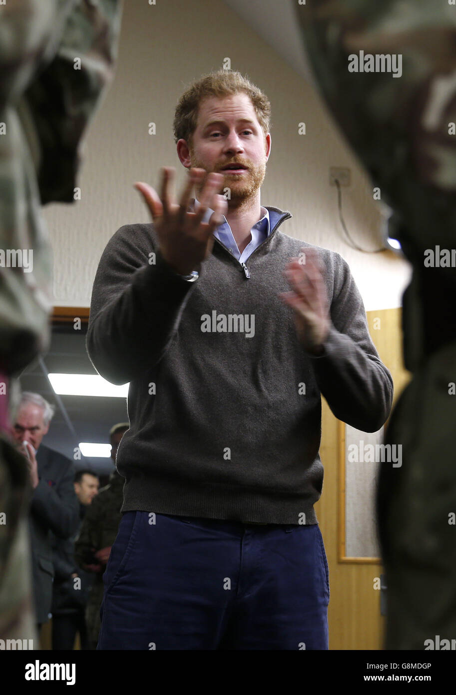 Prince Harry meets some of the soldiers from the 2nd Battalion, The ...