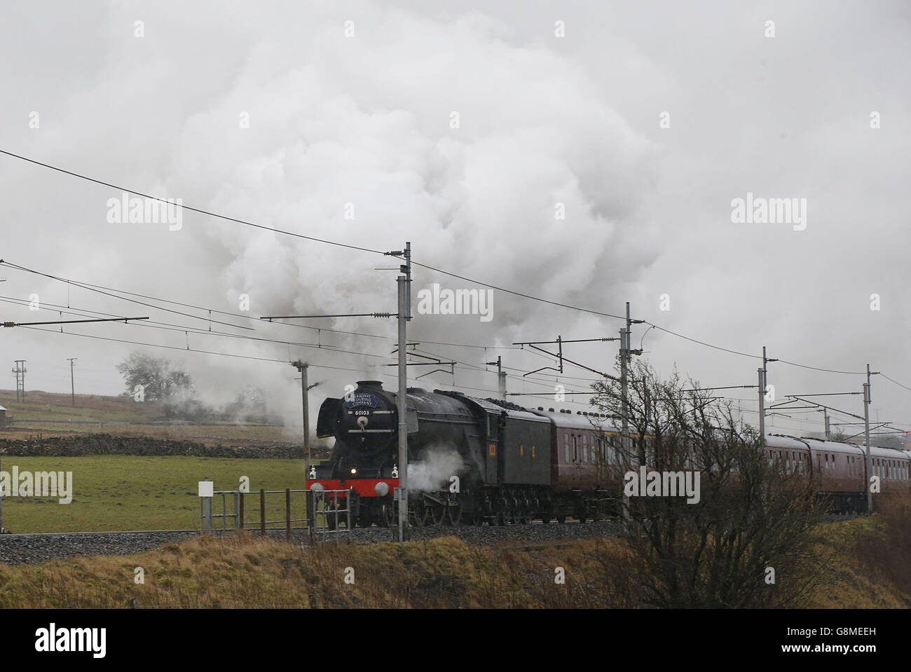 The Flying Scotsman leaves Tebay in Cumbria as it hauls the Winter ...