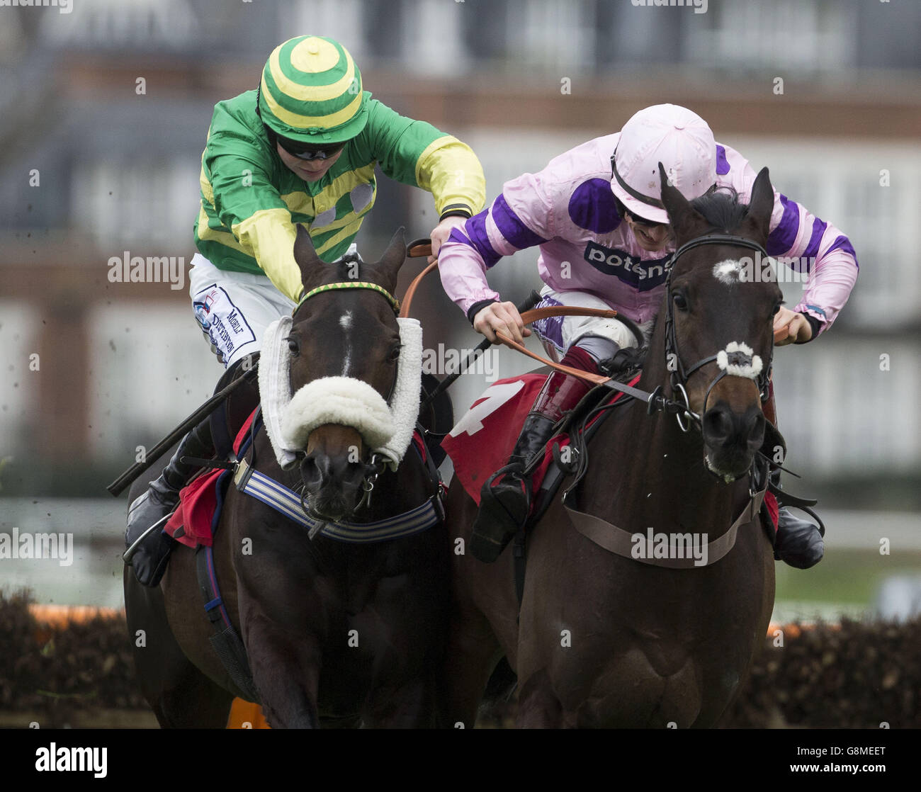 Connetable ridden by Sam Twiston-Davies (right) gets the better of ...
