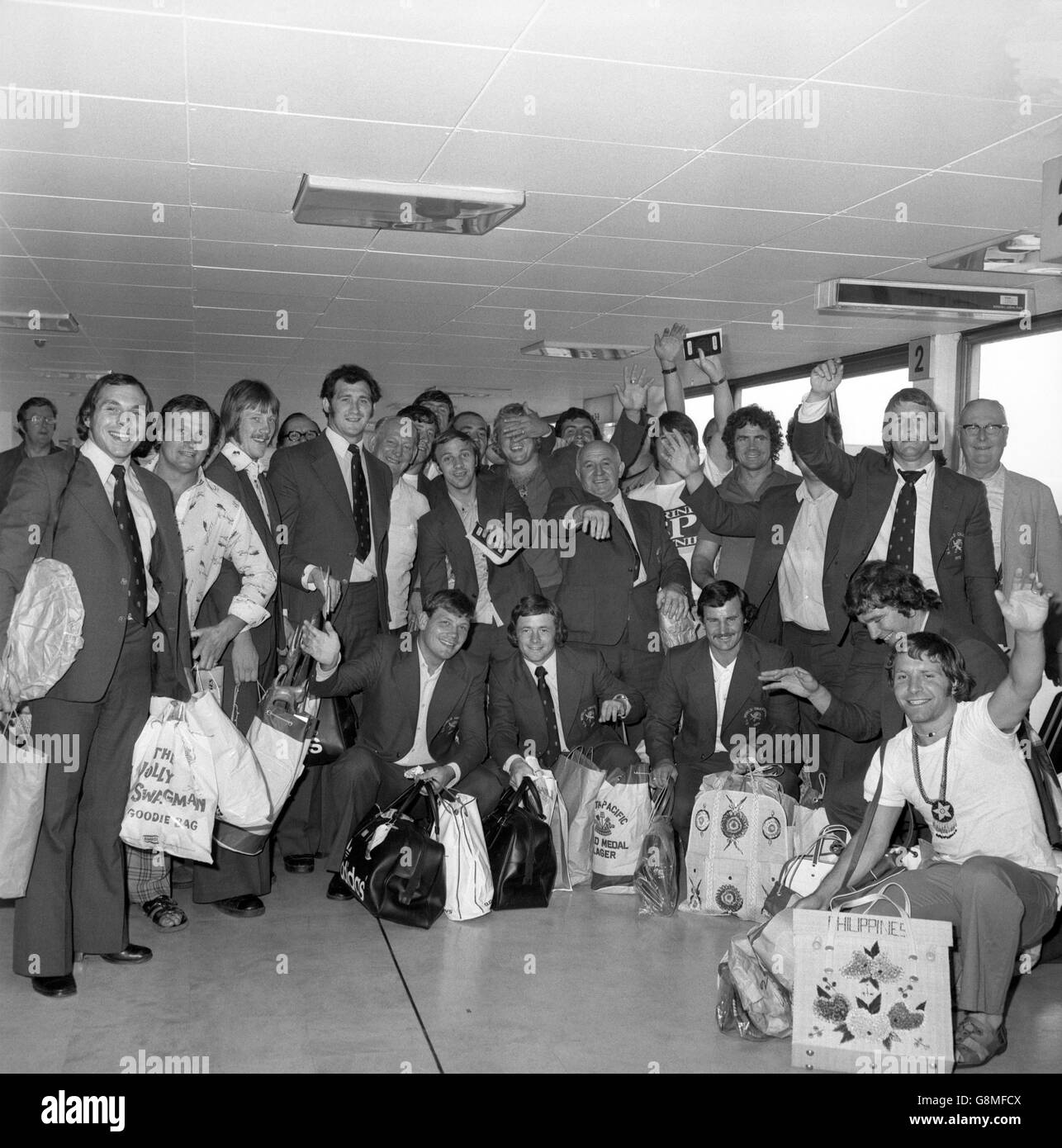 Englands rugby league squad arrive at heathrow from hong kong hi-res ...