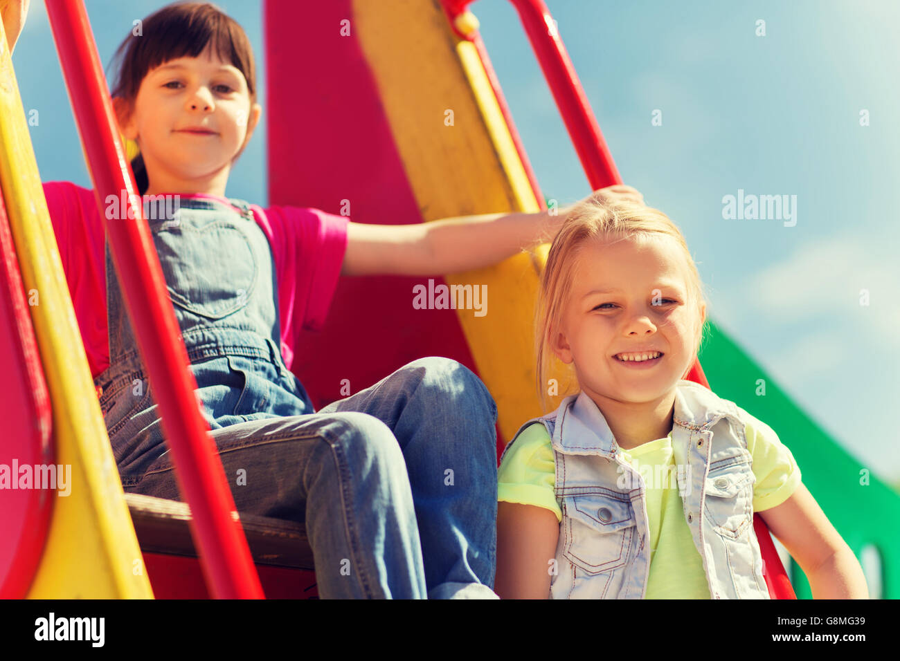 happy kids on children playground Stock Photo - Alamy