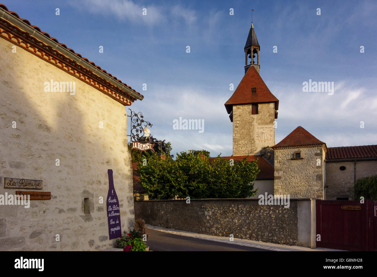 The clock/bell tower, Charroux, Allier, Auvergne, France. (Charroux is ...