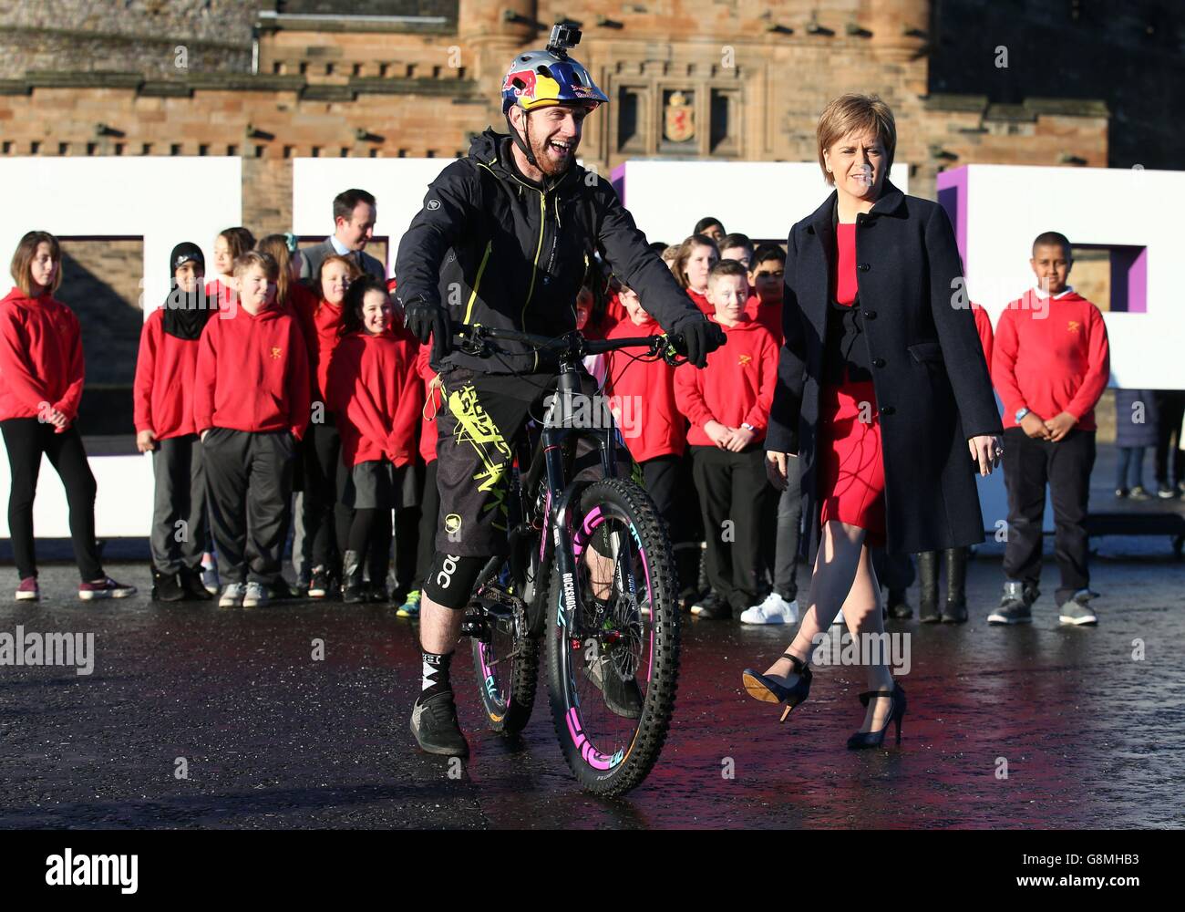 Stunt bike rider Danny MacAskill with First Minister Nicola Sturgeon at ...