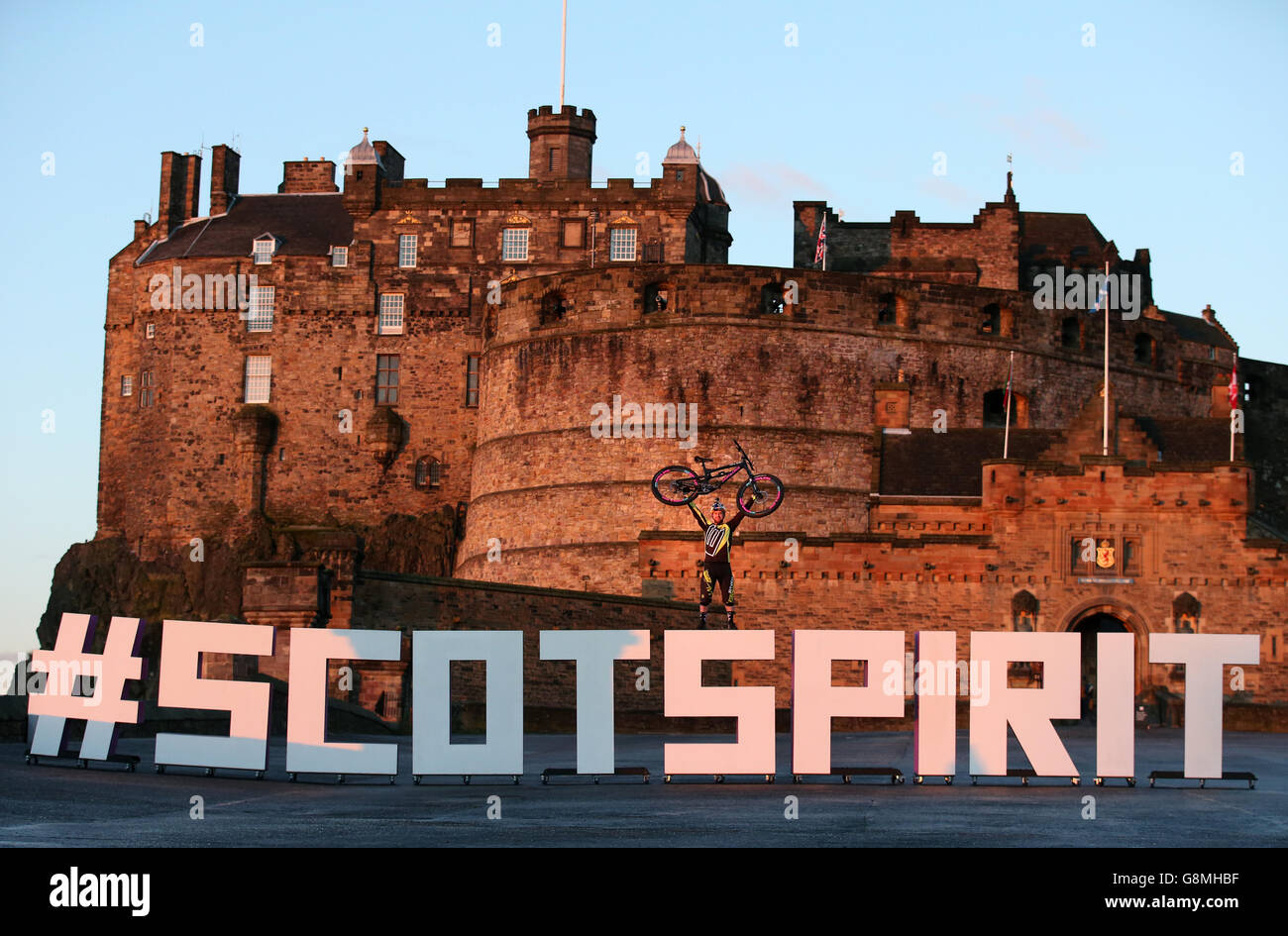 Stunt bike rider Danny MacAskill on 7ft-high 3D letters which spell out ...