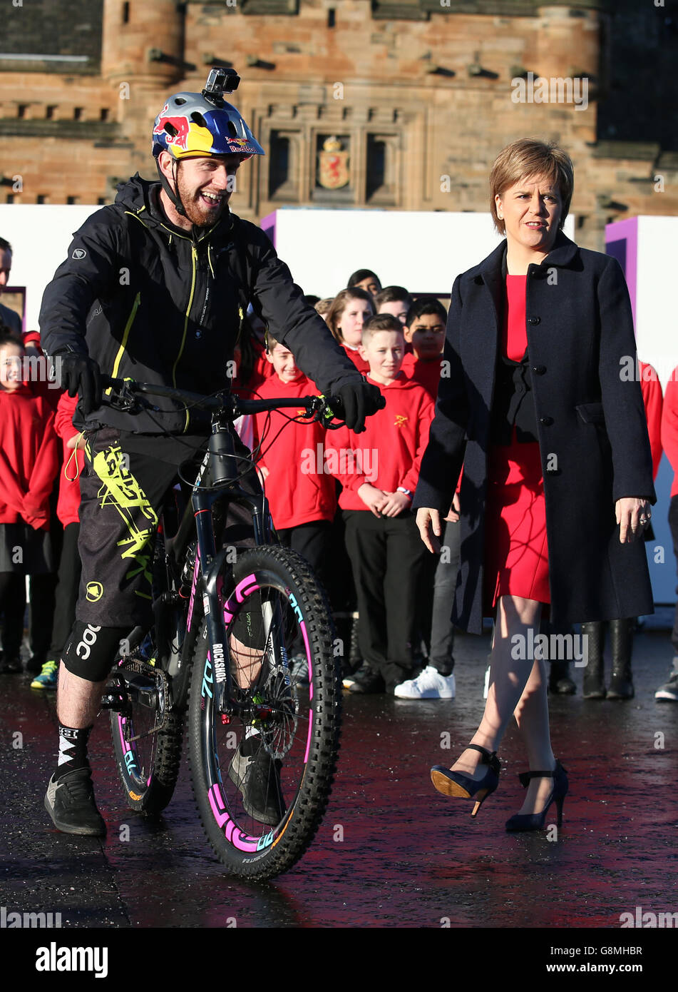Stunt bike rider Danny MacAskill with First Minister Nicola Sturgeon at ...