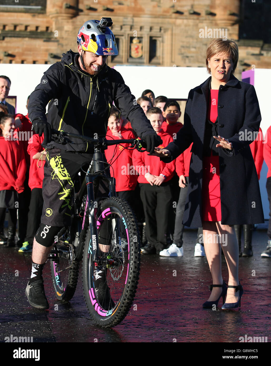 Stunt bike rider Danny MacAskill with First Minister Nicola Sturgeon at ...