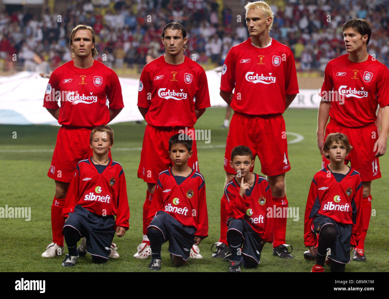 L-R: Liverpool's Boudewijn Zenden, Josemi, Sami Hyypia and Xabi Alonso ...