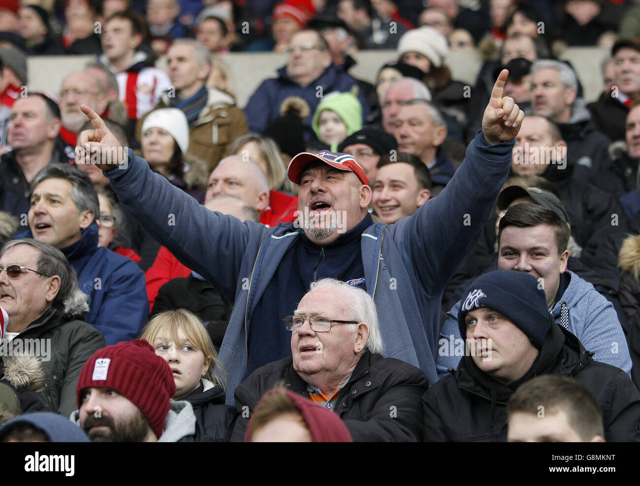A Sunderland fan shows support for his team in the stands Stock Photo ... A Sunderland fan shows support for his team in the stands Stock Photo ...
